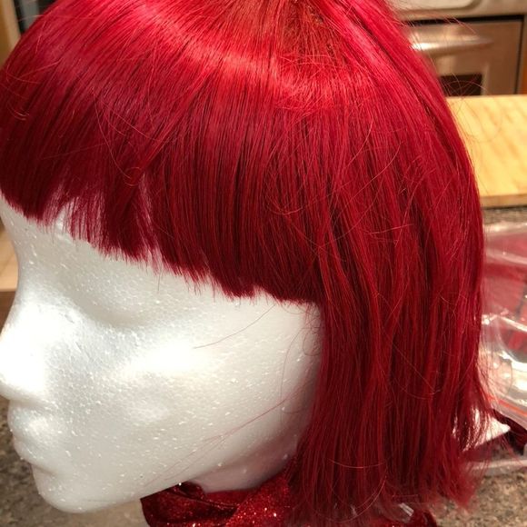 Qiang Feng | Accessories | Nwt Wig Red Little Red Riding Hood Bang Red ...